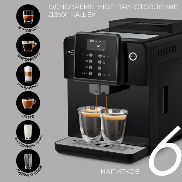 Автоматическая кофемашина Rondell 1107 Кофемашина Rondell-МБТ, черный ...