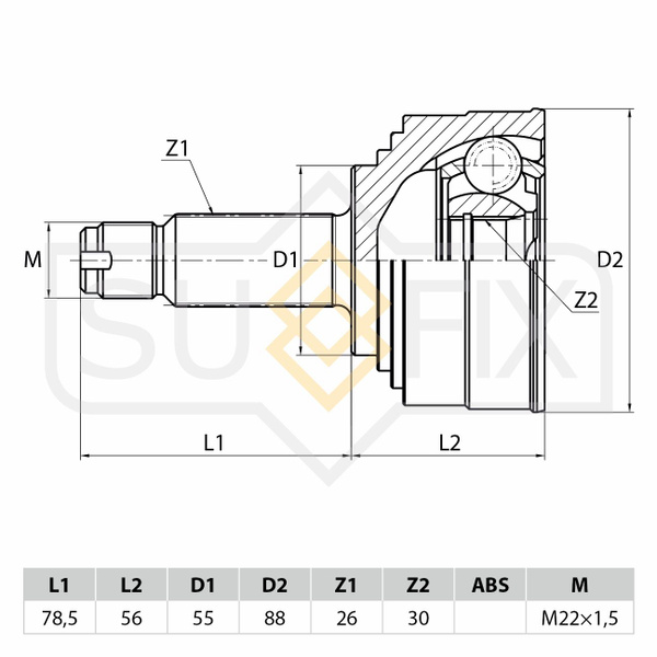 Шрус наружный перед прав лев SUFIX ST-1019 - SUFIX арт. ST-1019 - купить по выгодной цене в ...