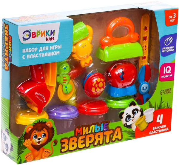 Большой набор для лепки из пластилина "Милые зверята", детский игровой ...