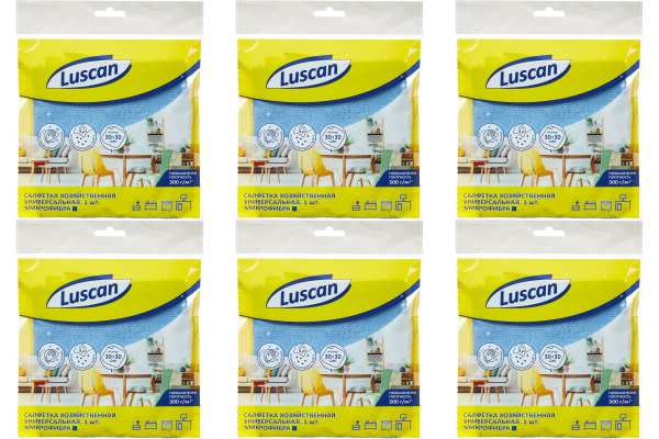 Luscan Салфетки для уборки Универсальная, микрофибра, 30х30см, синяя, 6 шт - купить с доставкой ...