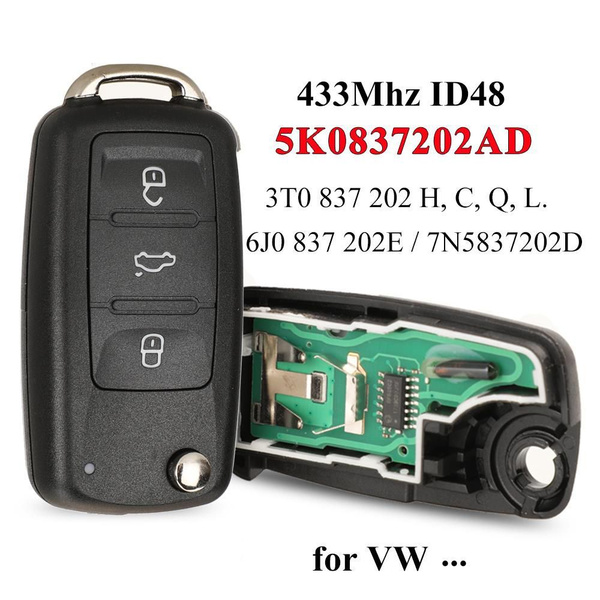3BT Дистанционный флип-ключ 434 МГц ID48 чип для VW Volkswagen GOLF ...