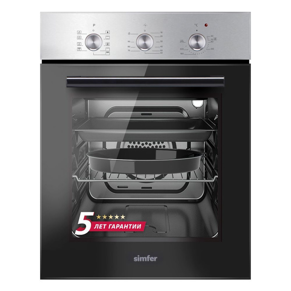 Электрический встраиваемый духовой шкаф Simfer, 9 режимов, конвекция, гриль, таймер, 49 литров ...