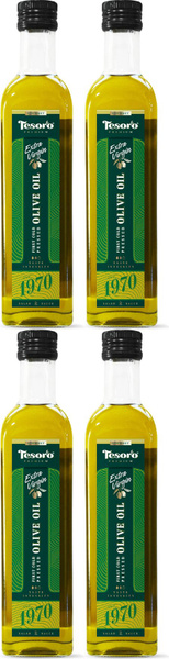 Масло оливковое Tesoro Premium Gourmet, комплект: 4 упаковки по 500 мл ...