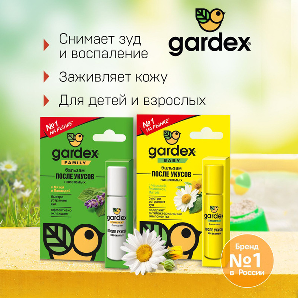 Бальзам после укусов комаров, роликовый, Gardex Family и Baby детский ...
