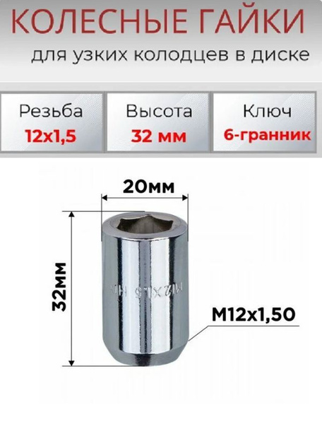 Гайка колесная, 2 шт. купить по выгодной цене в интернет-магазине OZON ...