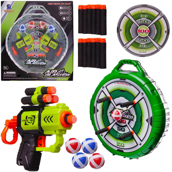 Игровой набор Junfa c 2 бластерами с 12 мягкими пулями, 4 мячами в коробке-мишени - купить с ...