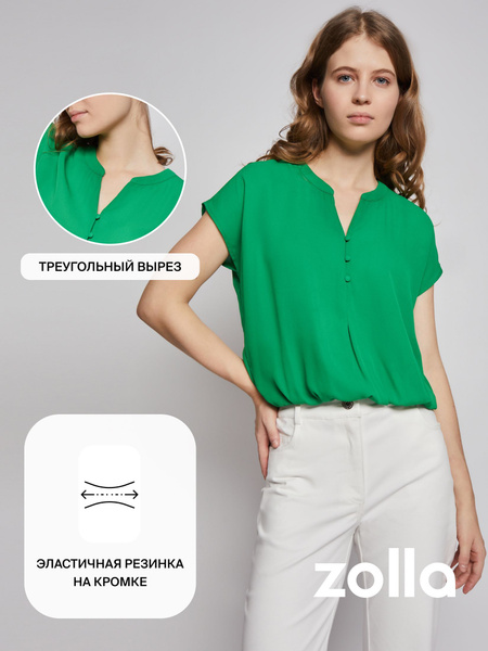 Блузка Женский Zolla зеленый Полиэстер Короткий, размер 42 Китай Спортивный купить c доставкой ...