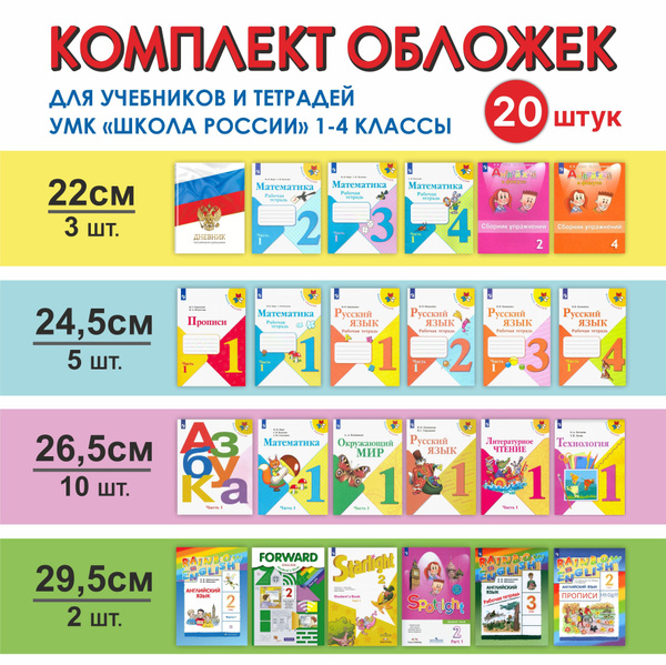 Обложки для учебников, рабочих тетрадей и дневника "Школа России ...