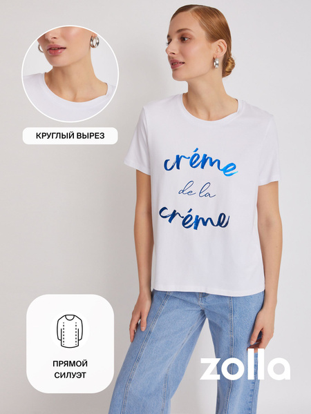 Футболка Zolla, размер 44, цвет белый, 92% Хлопок;8% Эластан - купить по выгодной цене в ...