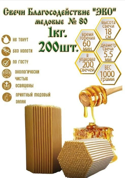 Свечи церковные восковые №80 1 кг купить c доставкой на OZON по низкой ...