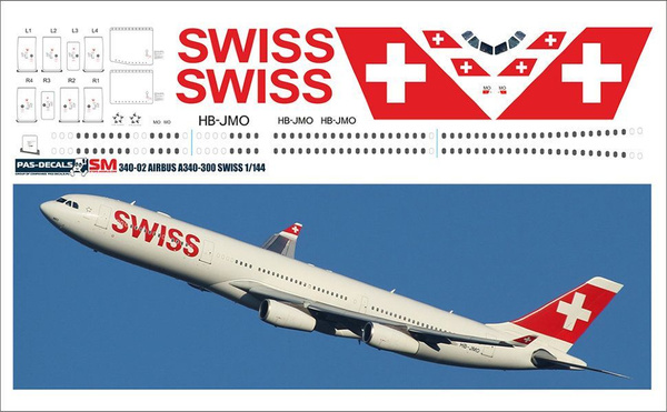 PAS-DECALS Декаль для Airbus A340 SWISS, 1/144 - купить с доставкой по ...
