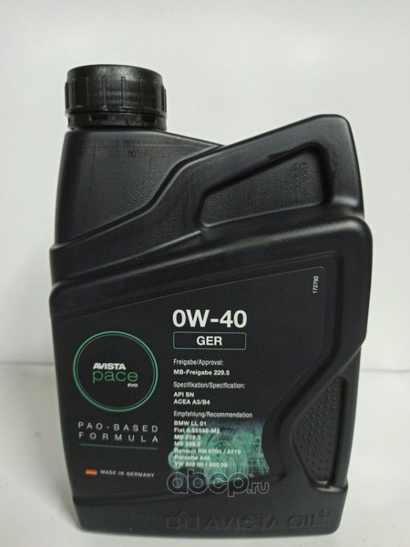 Масло моторное AVISTA 0W-40 Синтетическое - купить в интернет-магазине ...
