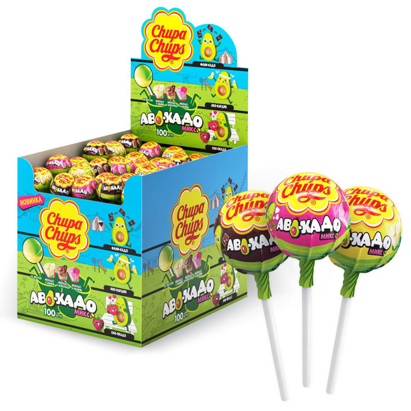 Карамель на палочке Chupa Chups Аво-кадо Микс, 100 шт по 12 г. - купить ...