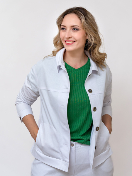 Куртка джинсовая Женский Balsako Воротник белый отложной Джинс, размер ...