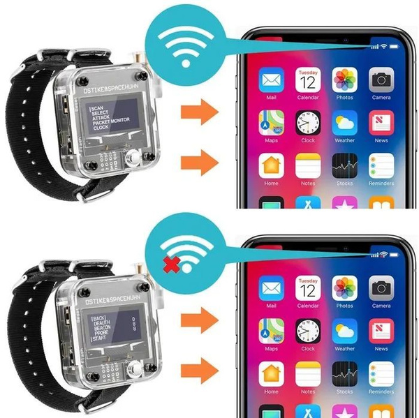 Программируемая панель разработки WiFi Deauther Watch V3 ESP8266 имеет встроенный аккумулятор ...