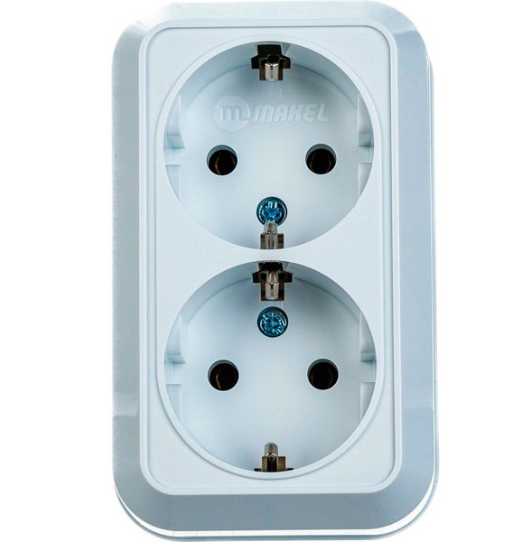 Розетка Makel 2-м ОП 16А IP20 с заземл. белый, 45182 купить на OZON по низкой цене (1083663360)