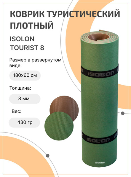 Коврик туристический плотный ISOLON Tourist 8, 180х60 см коричневый ...