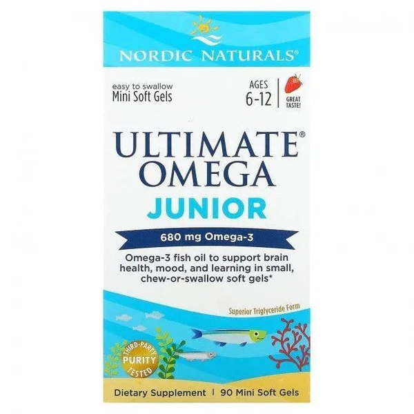Nordic Naturals, Омега-3 Ultimate Junior 6-12 лет, 680мг, 90капс ...