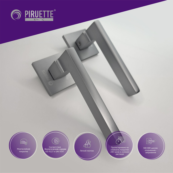 Ручка дверная PIRUETTE KINETIC ATLAS L124 MATTE CHROME комплект - купить по низкой цене в ...