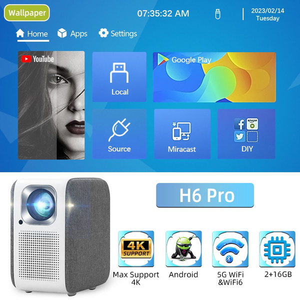 Вопросы и ответы о Проектор H6 Pro 4K Full HD Mini Projector Smart Home Theater, 1920×1080 Full ...