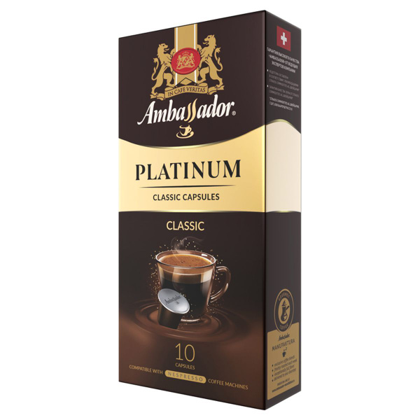 Кофе в капсулах, Ambassador Platinum Classic, для машины Nespresso, 10 ...
