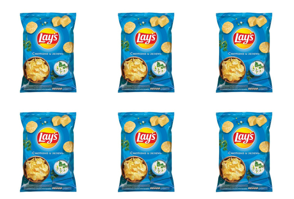 Lay's Чипсы Сметана и зелень, 37 г, 6 уп - купить с доставкой по выгодным ценам в интернет ...