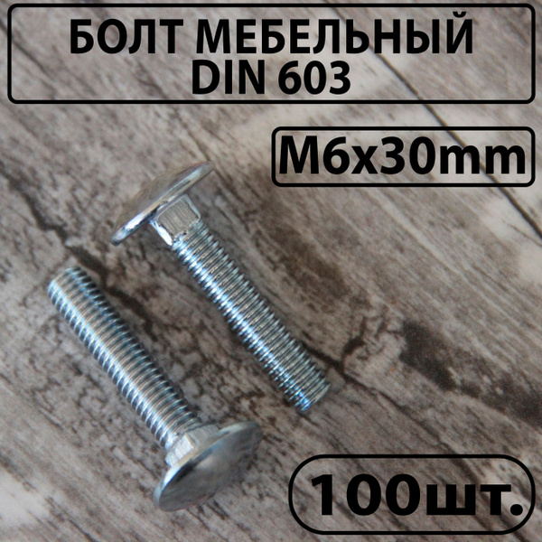 Болт M6 x , головка: Полукруглая, 100 шт - купить по выгодной цене в интернет-магазине OZON ...