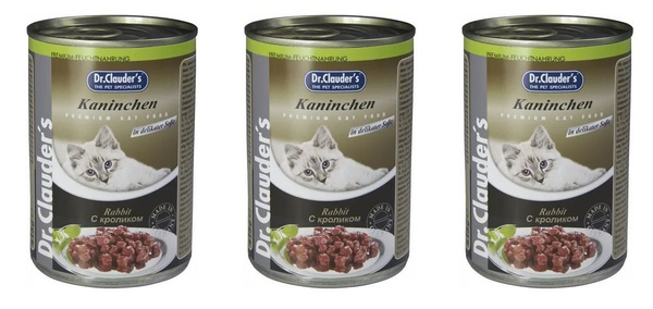 Dr.Clauder's Корм консервированный для кошек с Кроликом, 415 г, 3 уп ...