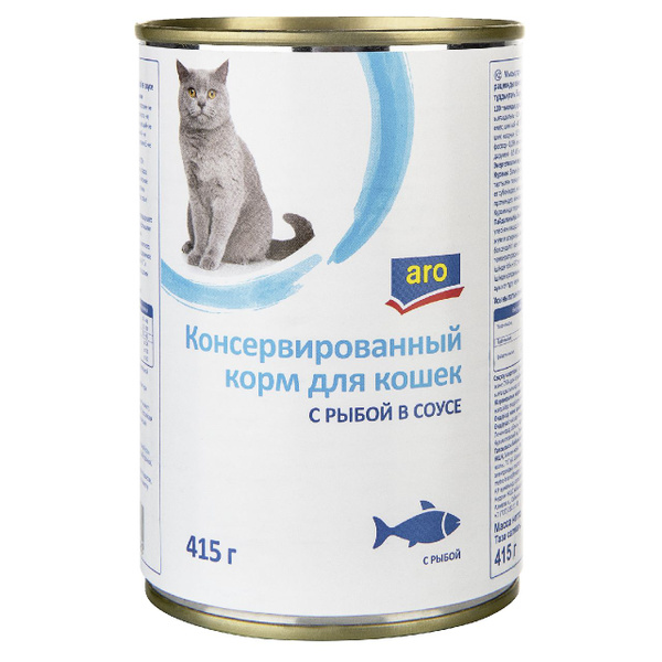 aro Корм влажный для кошек с рыбой, 415г, 6 шт. - купить с доставкой по ...