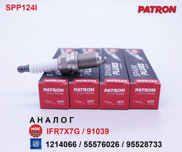 Свечи зажигания иридий, комплект 4 шт. PATRON Iridium SPP124I (аналог ...