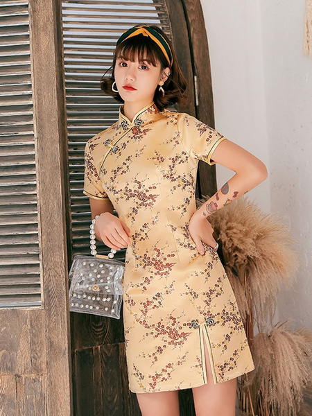 Китайская женская юбка, традиционный чонсам, короткие платья для ...