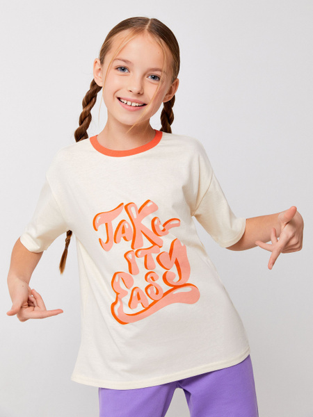 Футболка Acoola, размер 104, цвет белый, коралловый, хлопок 100% - купить по выгодной цене в ...