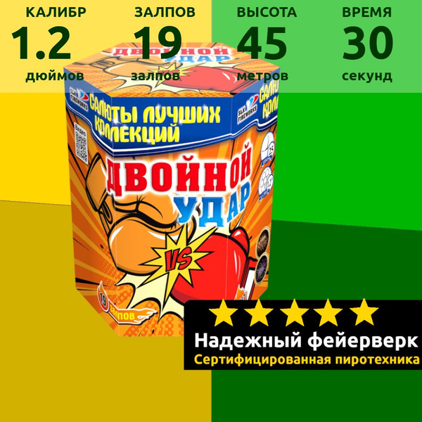 Салют фейерверк slk fireworks CL047 Двойной Удар 19 залпов 1.2 дюйм ...