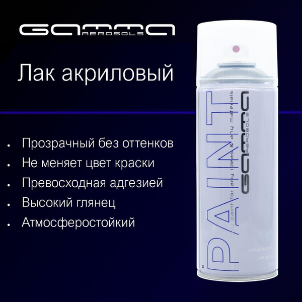 Аэрозольная краска Gamma Paint HS Гладкая, Быстросохнущая, Акриловая ...