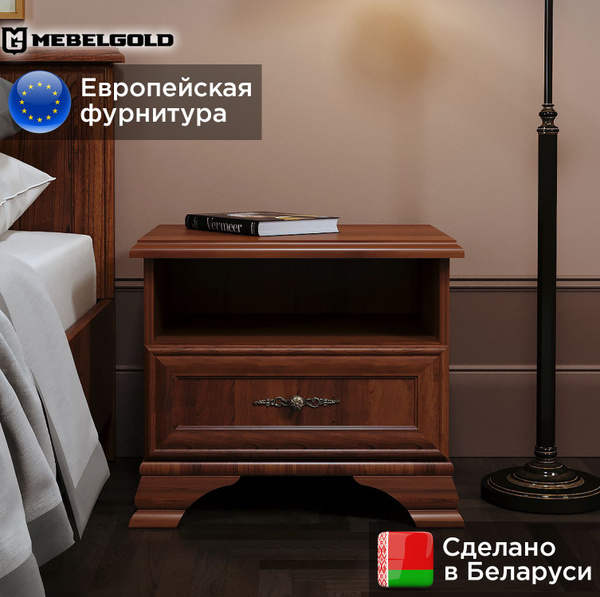 Тумба прикроватная MEBELGOLD Кентаки KOM1S, 54.5x41x47 см купить c доставкой на OZON по низкой ...