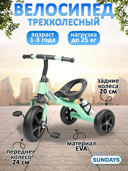Детский велосипед трехколесный Sundays SJ-SS-19 (зеленый) - купить с ...