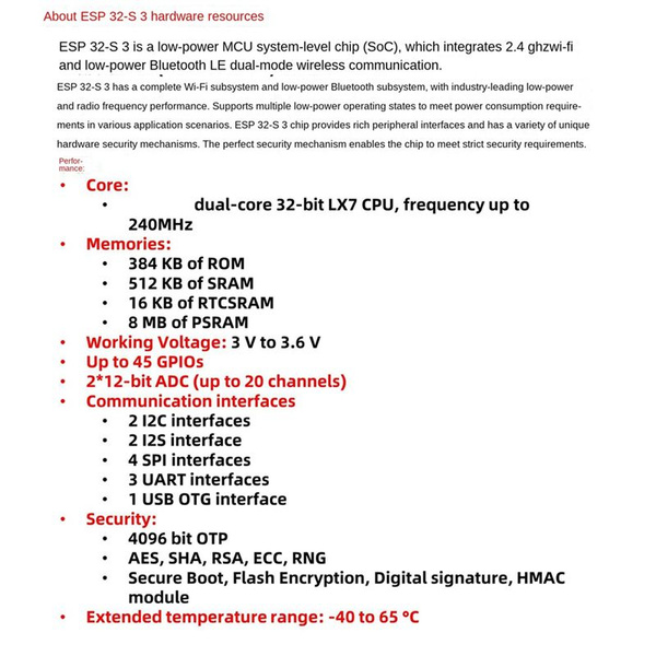 Esp32 Esp32 S3 Wifibluetooth Iot Dual Type C макетная плата купить на Ozon по низкой цене