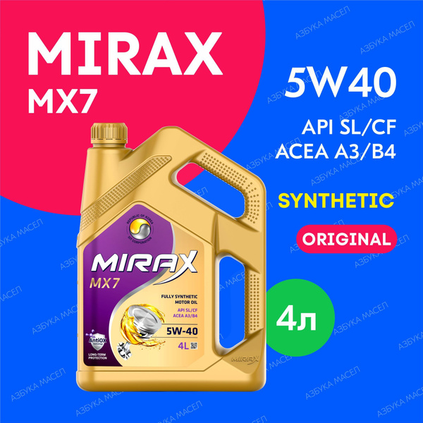 Масло моторное MIRAX 5W-40 Синтетическое - купить в интернет-магазине OZON (1268467095)