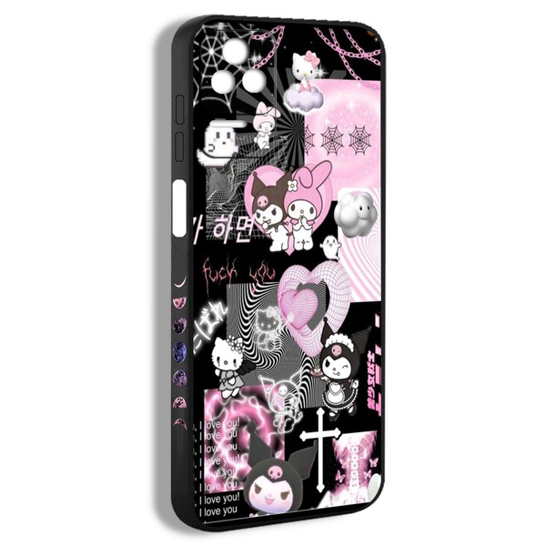 чехол для смартфона Подходит для Xiaomi Poco F4 5g Куроми Милые Hello Kitty Хелло Китти черное