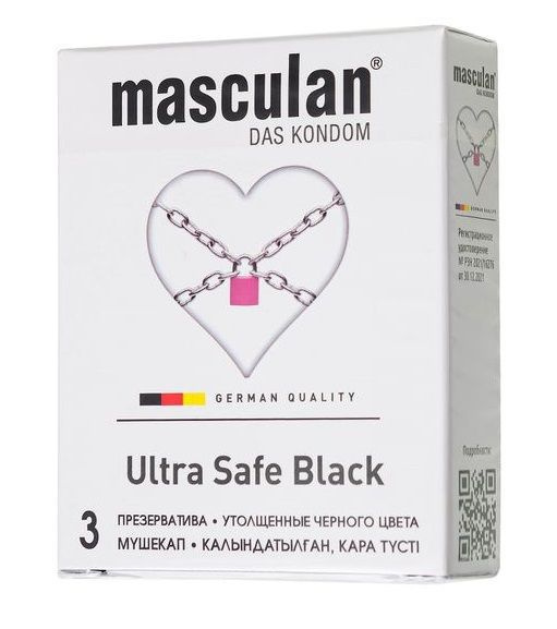 Ультрапрочные презервативы Masculan Ultra Safe Black - 3 шт., Masculan ...