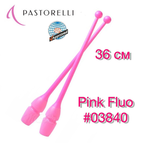 Булавы PASTORELLI для художественной гимнастики 36 см Розовые (FLUO ...