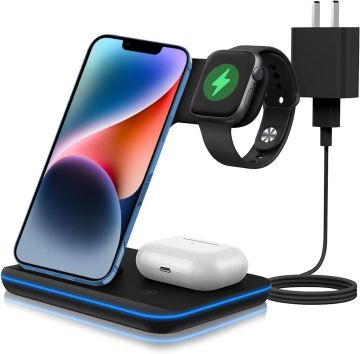 Беспроводная зарядная станция для продуктов Apple, 3 в 1 Беспроводная ...