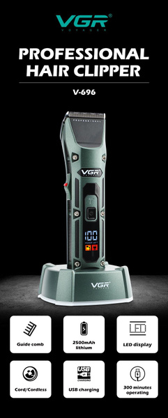 Машинка для стрижки VGR V-696, зеленый - купить по выгодным ценам в интернет-магазине OZON ...