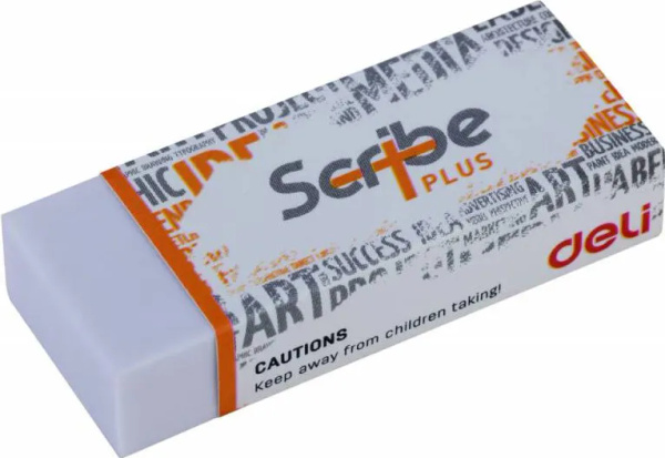Ластик Deli EH00410 Scribe Plus 60x24x12мм белый индивидуальная ...