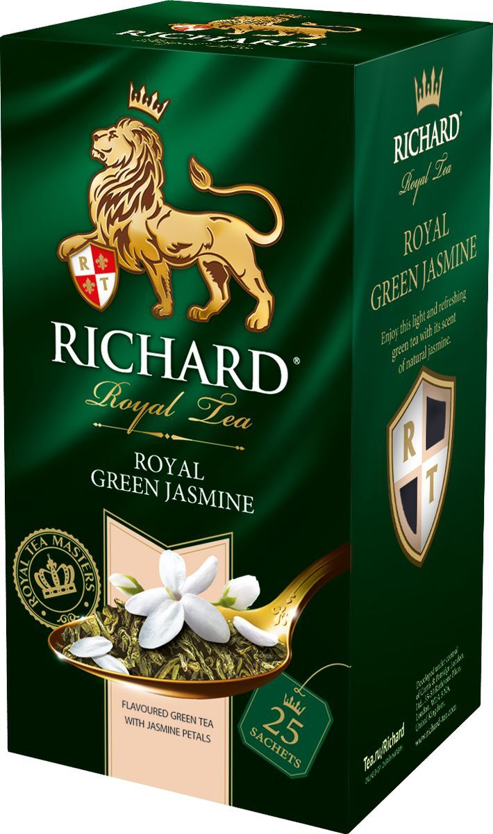 Чай в пакетиках Richard Royal Green Jasmine, зеленый, 50 г — купить в ...