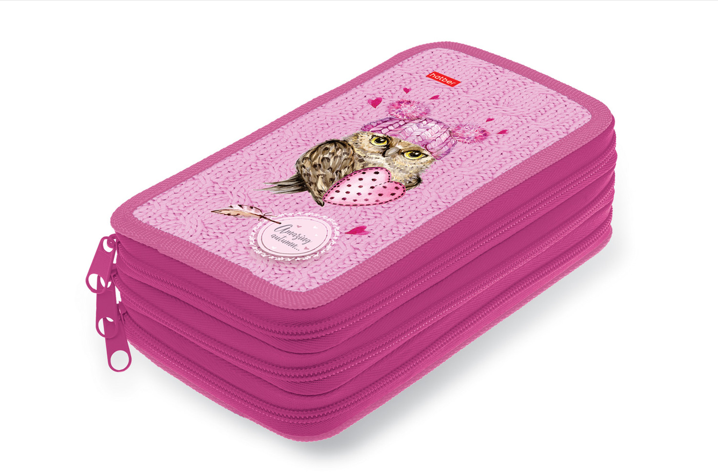 Пенал Hatber 190х110мм 3 отделения на молнии Soft-touch "Совушки" — купить в интернет-магазине ...