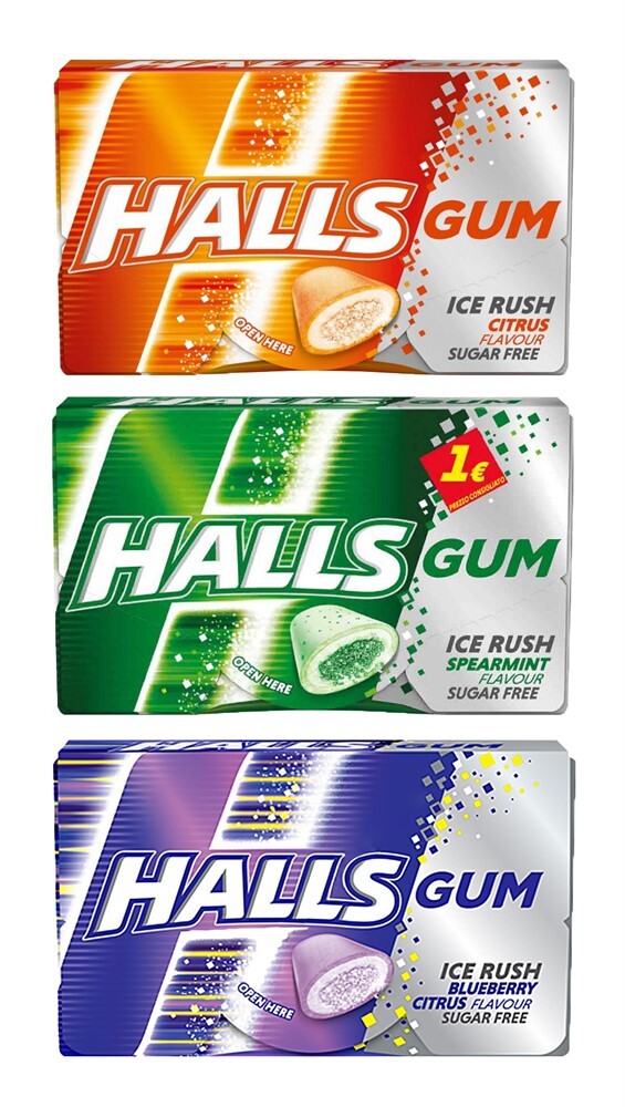 Набор жвачек HALLS Spearmint двойная мята + Ice Rush Citrus Цитрус ...