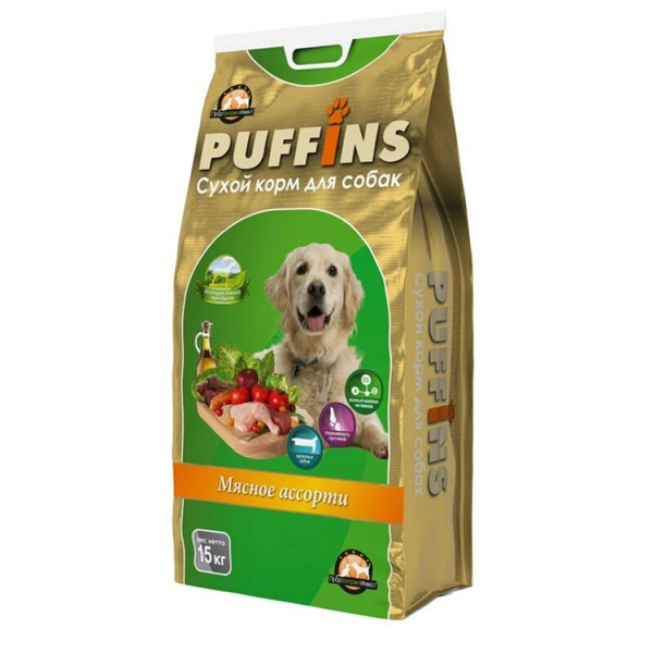 Сухой корм для собак Puffins Мясное ассорти, 15 кг - купить с доставкой ...