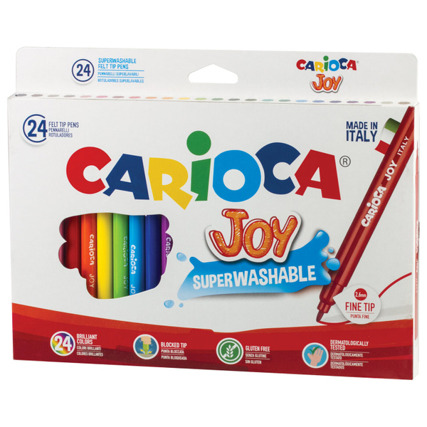 Фломастеры CARIOCA (Италия) "Joy", 24 цвета, суперсмываемые ...