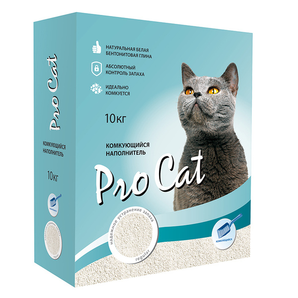 PRO CAT Наполнитель Глиняный, Минеральный Комкующийся Без отдушки ...